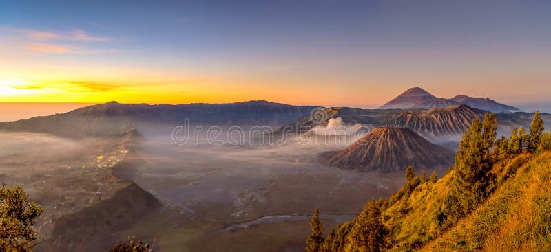 Bromo panorama stock photo. Image of cloud, panorama - 46454066