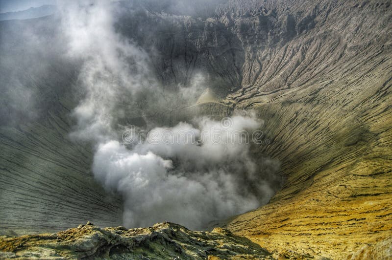 Bromo Volcano Crater Activity Stock Photo - Image of bromo, volcanic ...