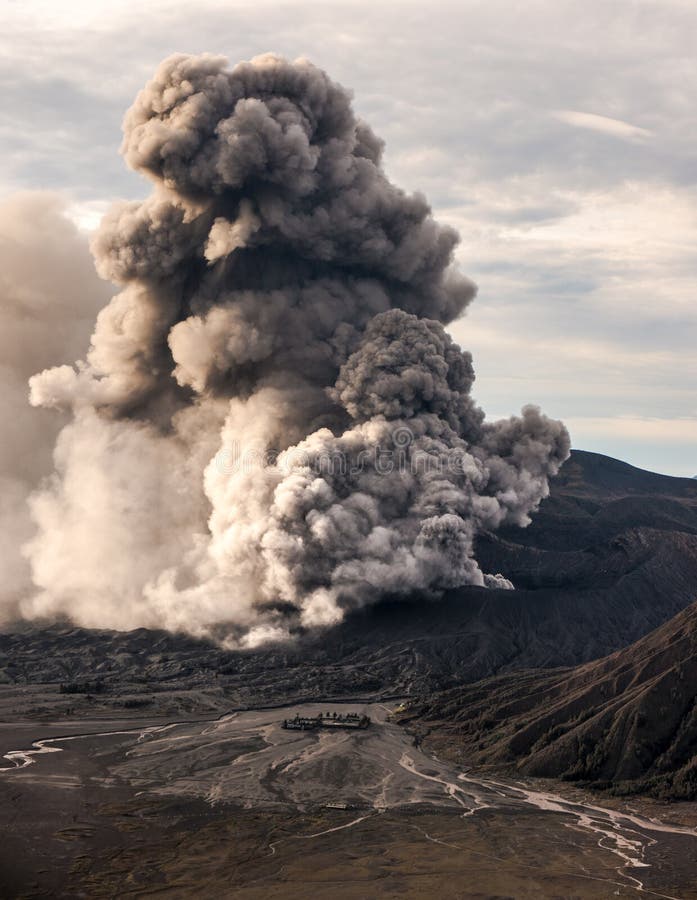 The Bromo volcano eruption stock image. Image of attraction - 65706461