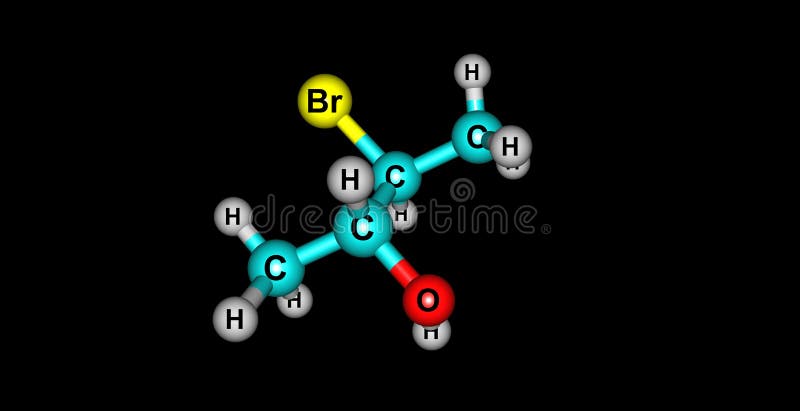 Bromobutanol Molecular Structure Isolated on Black Stock Illustration ...