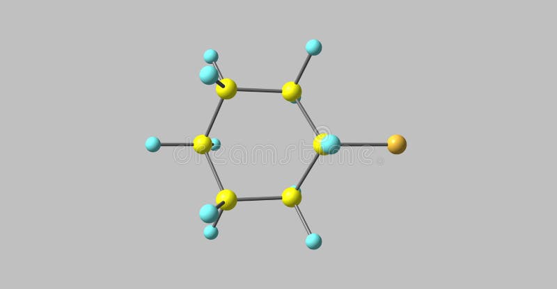 Bromocyclohexane Molecular Structure Isolated on Grey Stock ...