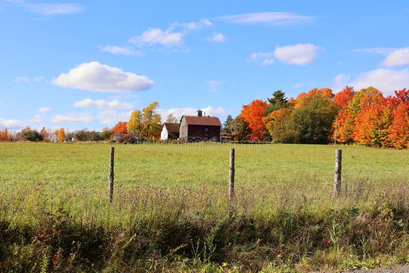Old Barn in Fall Landscape Eastern Township Bromont Stock Image - Image ...
