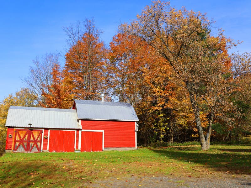 Old Barn in Fall Landscape Eastern Township Bromont, Stock Photo ...