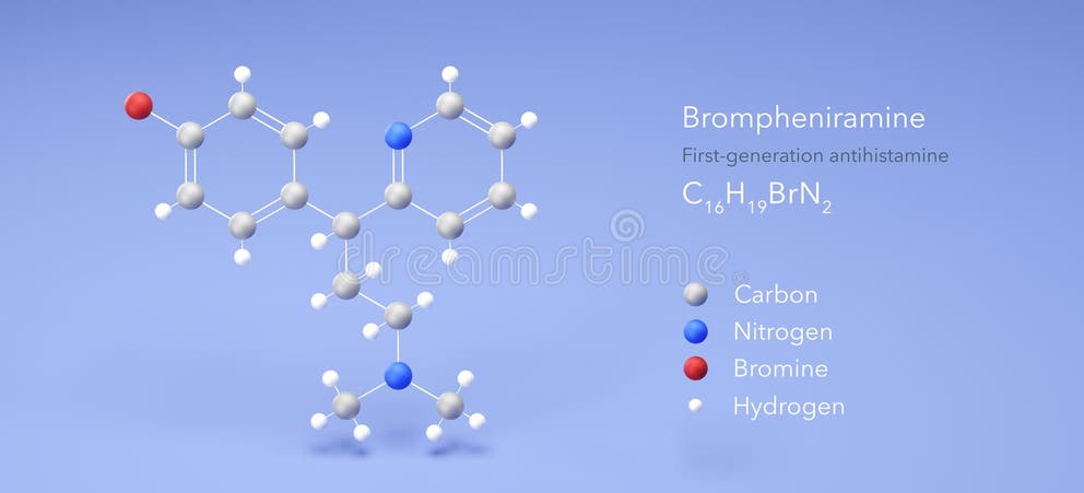 Brompheniramine Molecule, Molecular Structures, First-generation ...