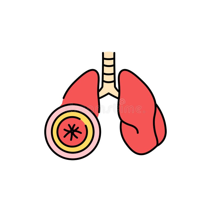 Bronchitis Color Line Icon Human Diseases Stock Vector Illustration