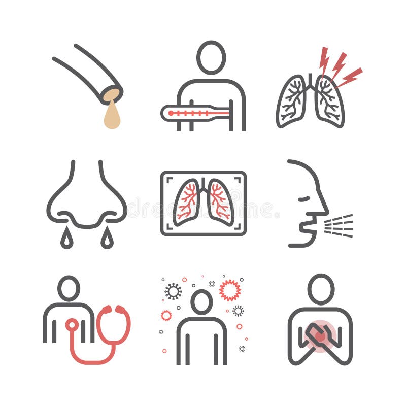 Bronchitis Line Icons. Infographic Symbol. Vector Sign for Web Graphic ...