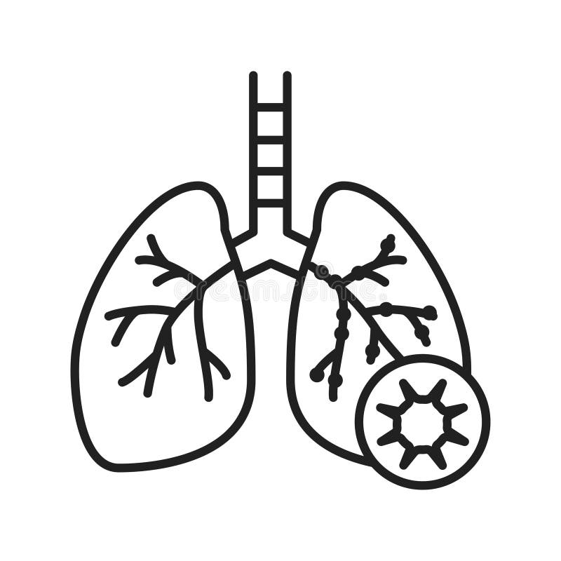 Bronchitis Line Black Icon. Inflammatory Process Lungs. Human Organ ...