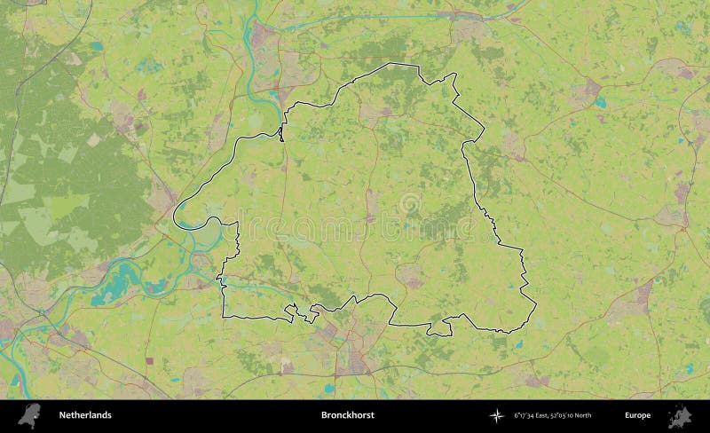 Bronckhorst Outlined, Netherlands. Topographic Humanitarian Stock ...