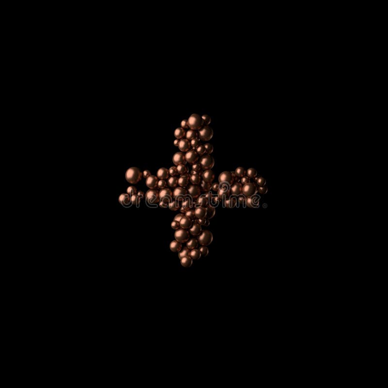 Bronse Symbol Plus on Black Background. 3D Rendering Stock Illustration ...