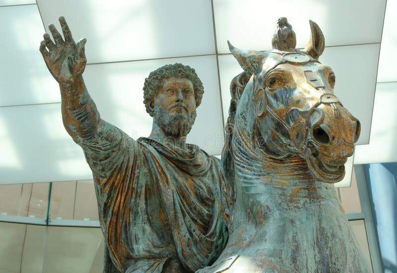 Marcus Aurelius Antoninus Augustus Roman Kejsarebronsstaty. Arkivfoto ...