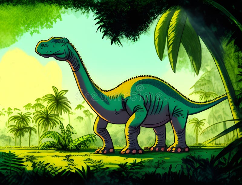 Brontosaurus Dinosaur, Generative AI Illustration Stock Illustration ...