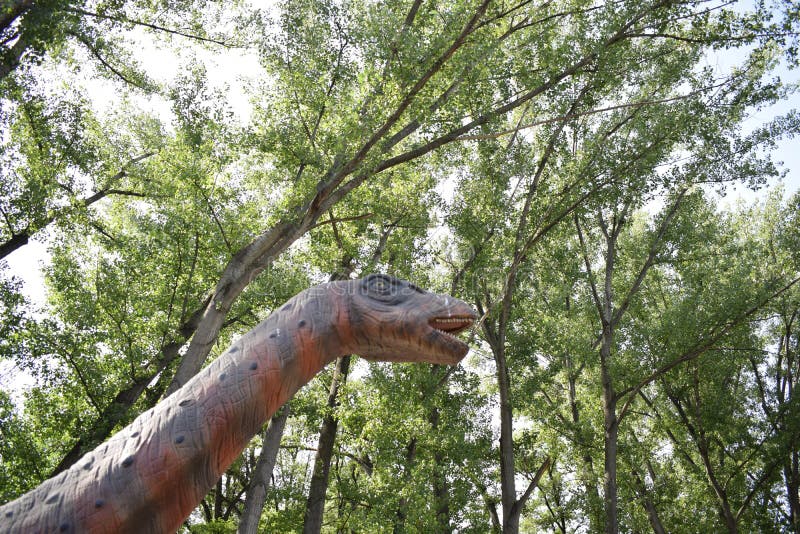 Brontosaurus Head in Tree Branches. Editorial Image - Image of ...