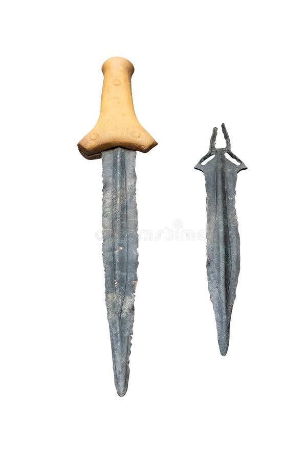 Bronze Age Swords Isolated on White Background Stock Image - Image of ...