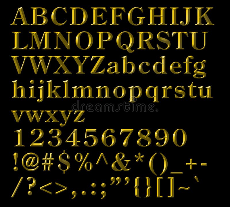 Bronze Alphabetical Letters, Numbers and Symbols Stock Illustration ...