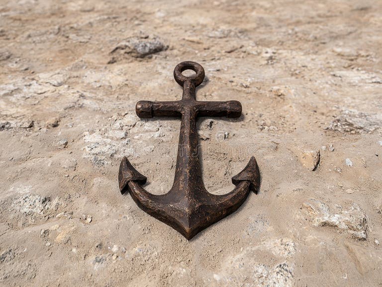 Bronze Anchor Resting on a Stone Surface. Stock Illustration ...