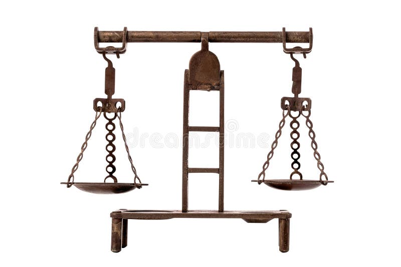 Bronze Antique Scales Isolated on White Background Stock Image - Image ...