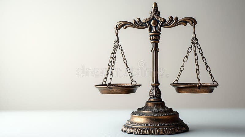 Bronze Balance Scale on Neutral Background, Symbol of Justice and ...