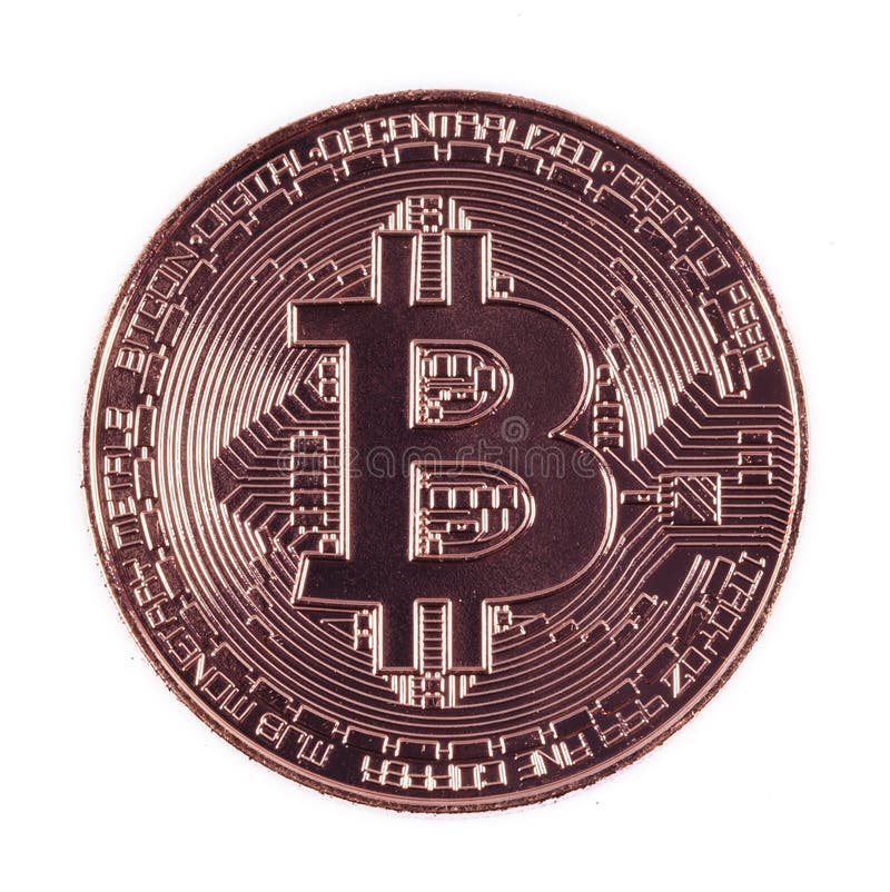 Bronze Bitcoin Isolated on White Background Stock Image - Image of ...