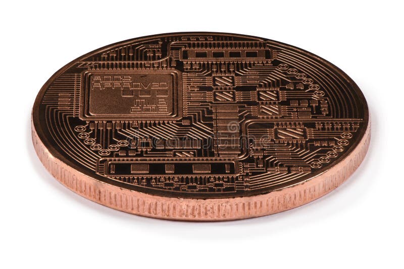 Bronze Bitcoin Isolated on White Background. Clipping Path Stock Image ...