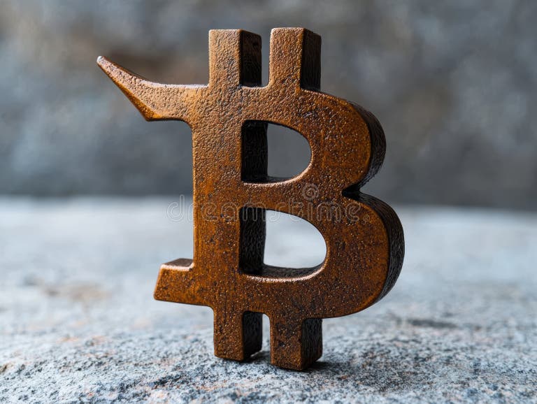 Bronze Bitcoin Symbol on Rough Surface Stock Illustration ...