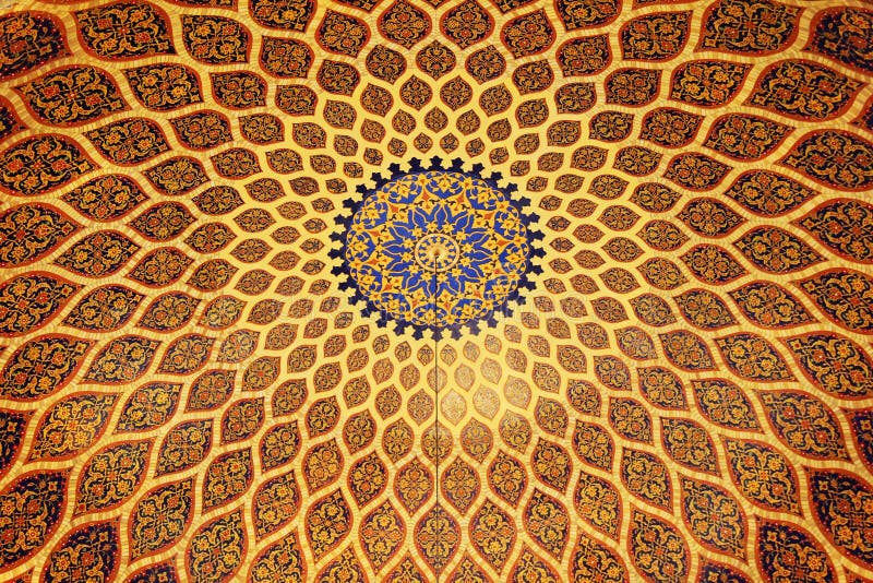 The Bronze and Blue Ceiling in Arabic Style. Stock Photo - Image of ...