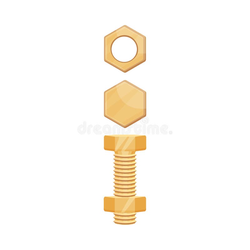 Bolt with Nut Stranded. Side and Top View. Vector Illustration on a ...