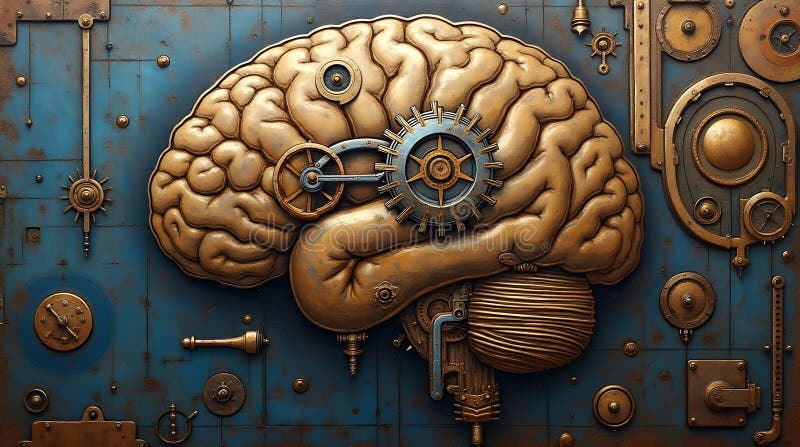 Steampunk Brain Mechanism stock illustration. Illustration of science ...