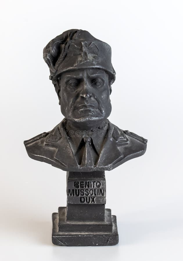 Bronze Bust of Benitto Musolini on a White Background. Stock Photo ...