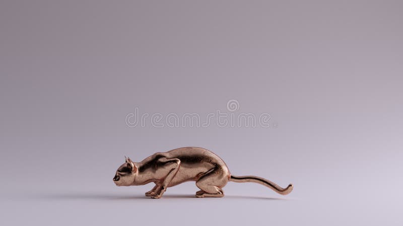Bronze Cat Hunting Pose stock illustration. Illustration of clean ...
