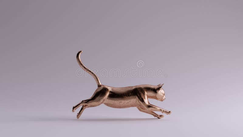 Bronze Cat Running Pose stock illustration. Illustration of background ...