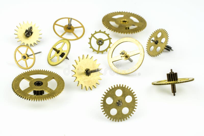 Bronze Cog-wheels from a Clock Isolated on a White Background. Stock ...