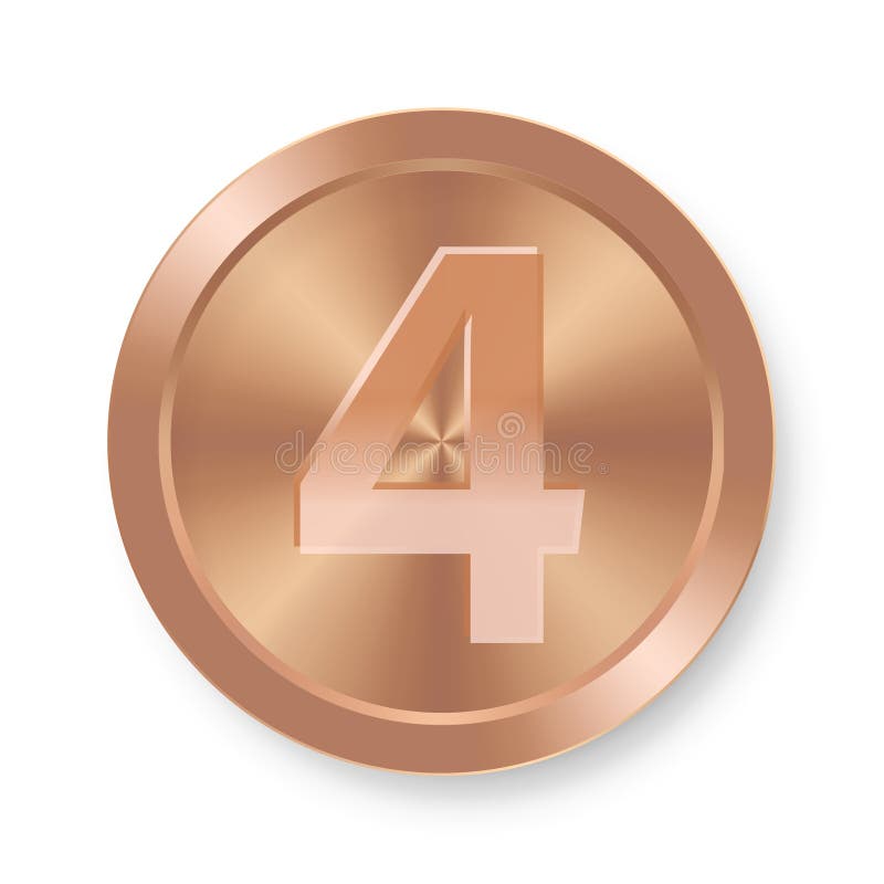 Bronze Coin with Number Four Concept of Internet Icon Stock Vector ...