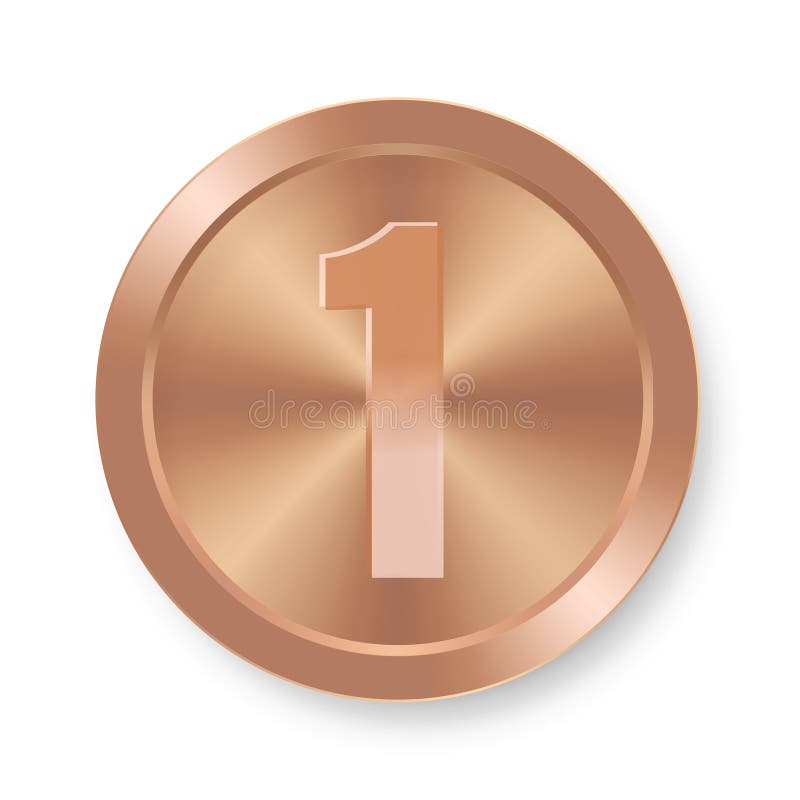 Bronze Coin with Number One. Concept of Internet Icon Stock Vector ...