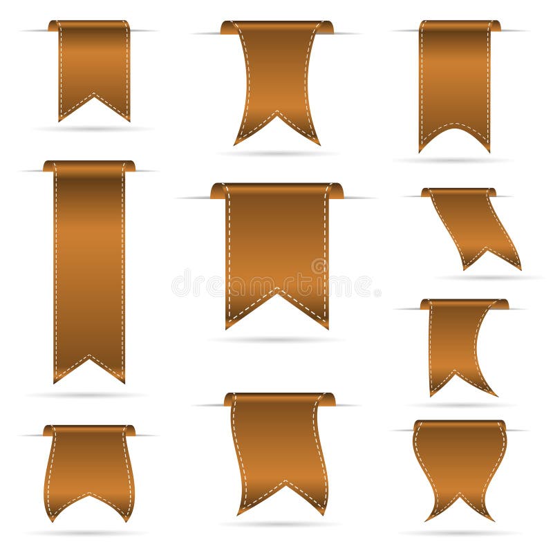 Bronze Color Hanging Curved Ribbon Banners Set Eps10 Stock Vector ...