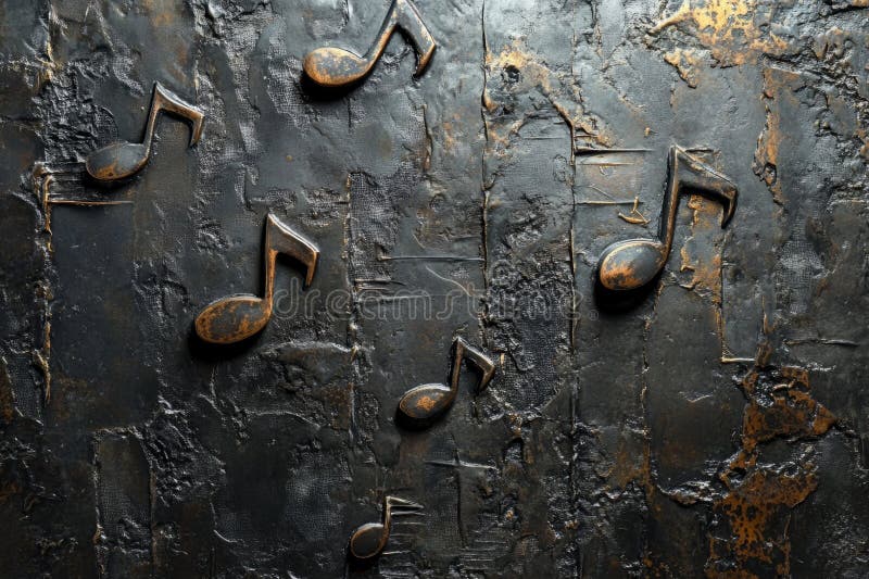Abstract Musical Notes Scattered Dark Background Stock Photos - Free ...