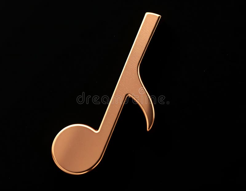 A Bronze-colored Musical Note Object Set Against a Black Background ...
