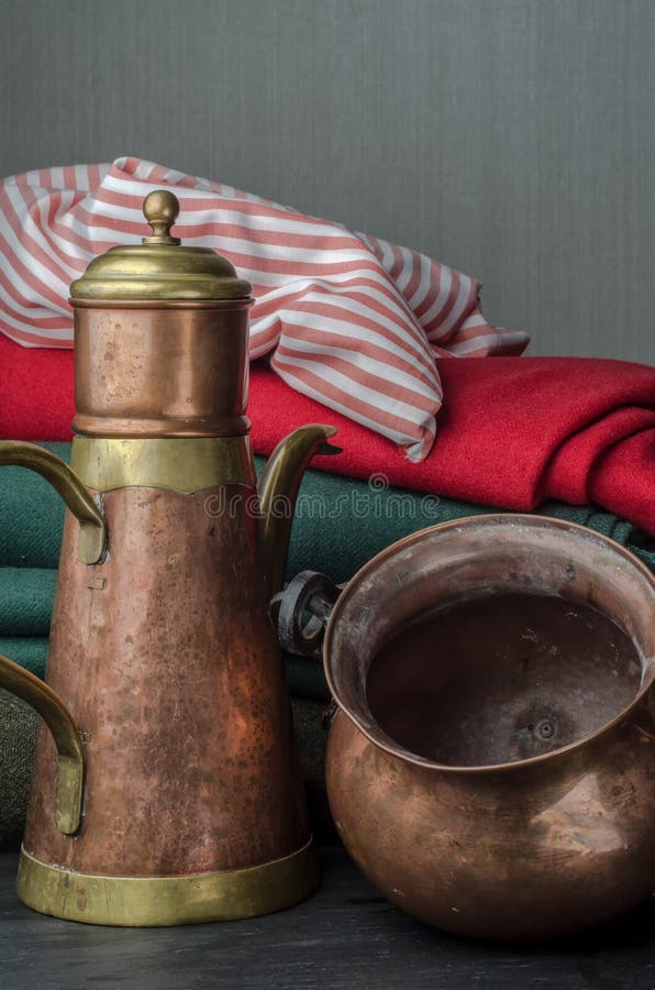 Bronze and Copper Tea Cattle and Pot Stock Photo - Image of cooking ...