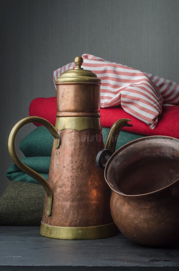 Bronze and Copper Tea Cattle and Pot Stock Photo - Image of bronze ...