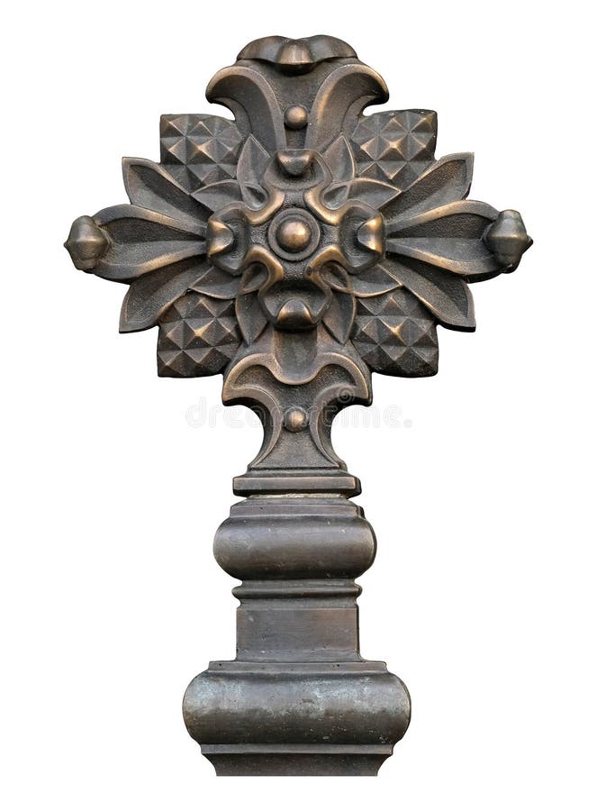 Bronze Decorative Element with Floral Pattern Isolated on White ...