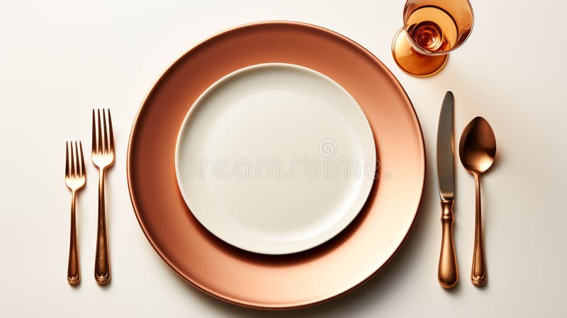 Bronze Dinner Set Isolated on White Background Stock Illustration ...