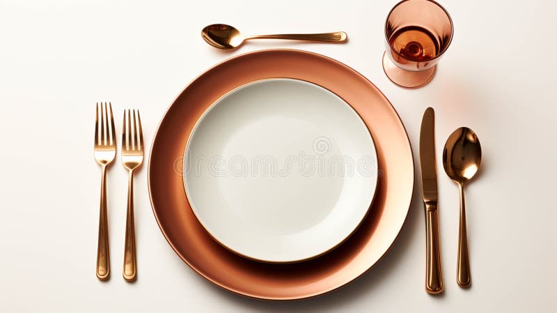 Bronze Dinner Set Isolated on White Background Stock Illustration ...