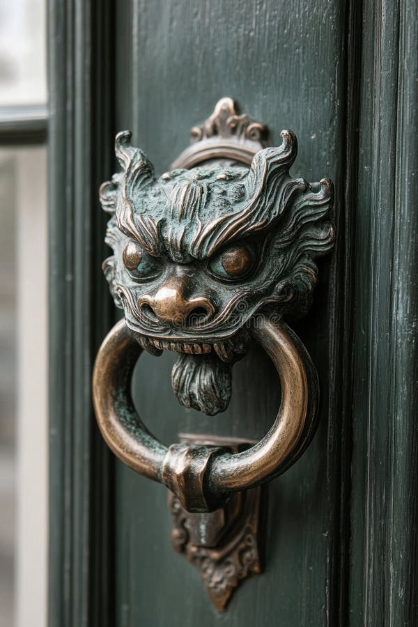 Bronze Door Knocker, Close-up View of a Bronze Door Knocker Shaped Like ...