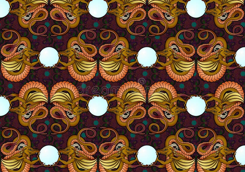 Bronze Dragons Wallpaper stock illustration. Illustration of mystical ...