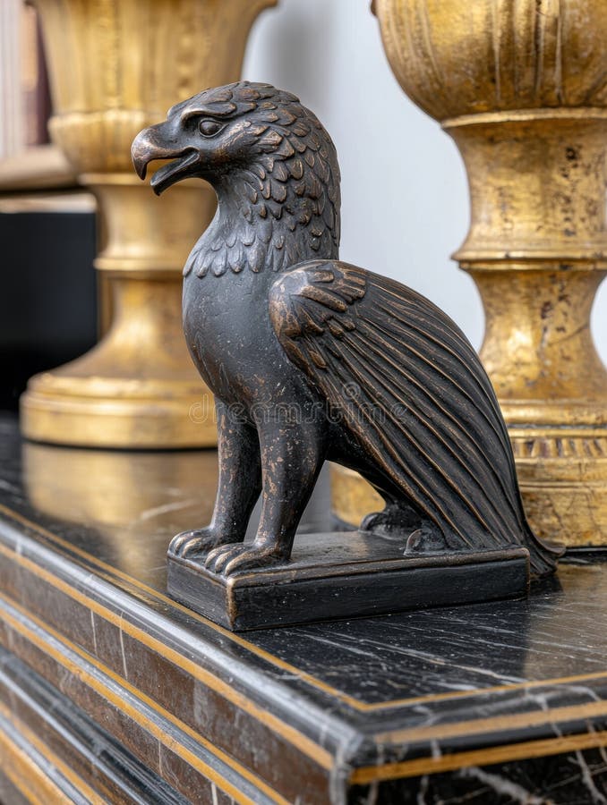 Bronze Eagle Statue on Dark Marble Surface Stock Illustration ...