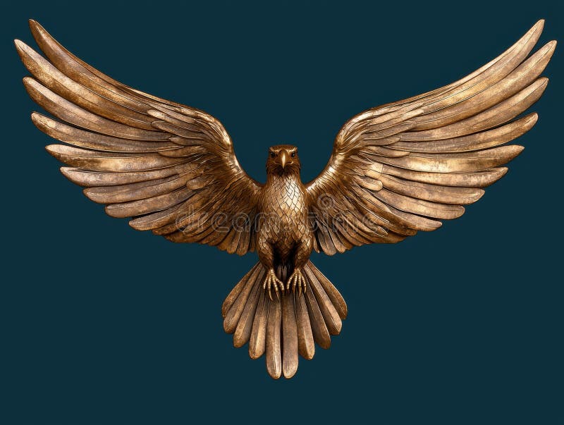 Bronze Eagle Statue with Wings Spread Wide Stock Illustration ...