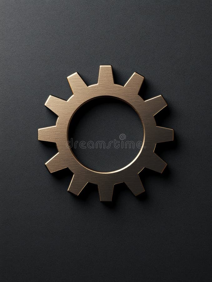 A Bronze Gear Symbol Rests Against a Dark Background, Symbolizing ...