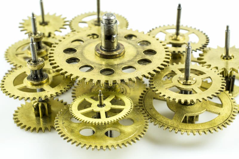 Bronze Gears of the Old Mechanism Isolated on White Background Stock ...