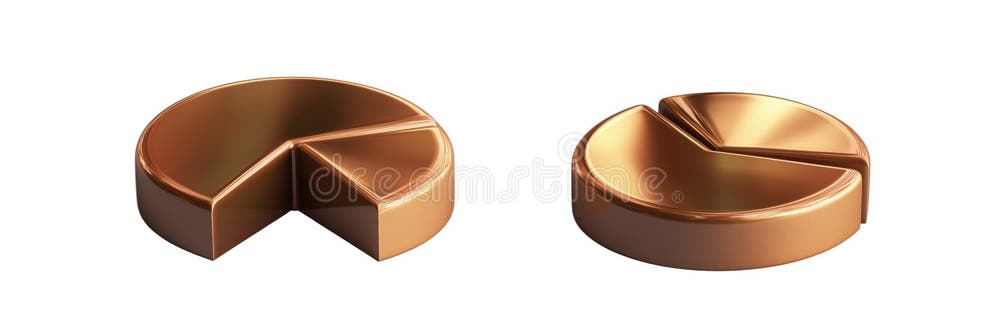 Bronze Geometric Shapes, Two Pie Chart-like Forms, One Segmented, One ...