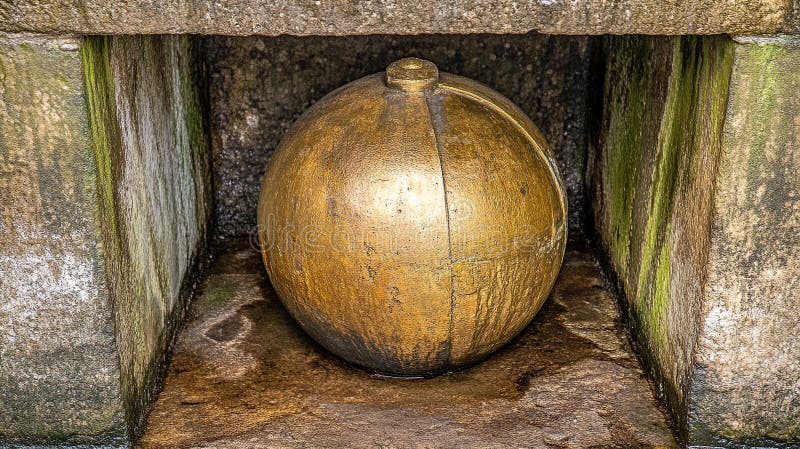 Bronze Globe Fountain Recess Park Water Feature Stock Image - Image of ...