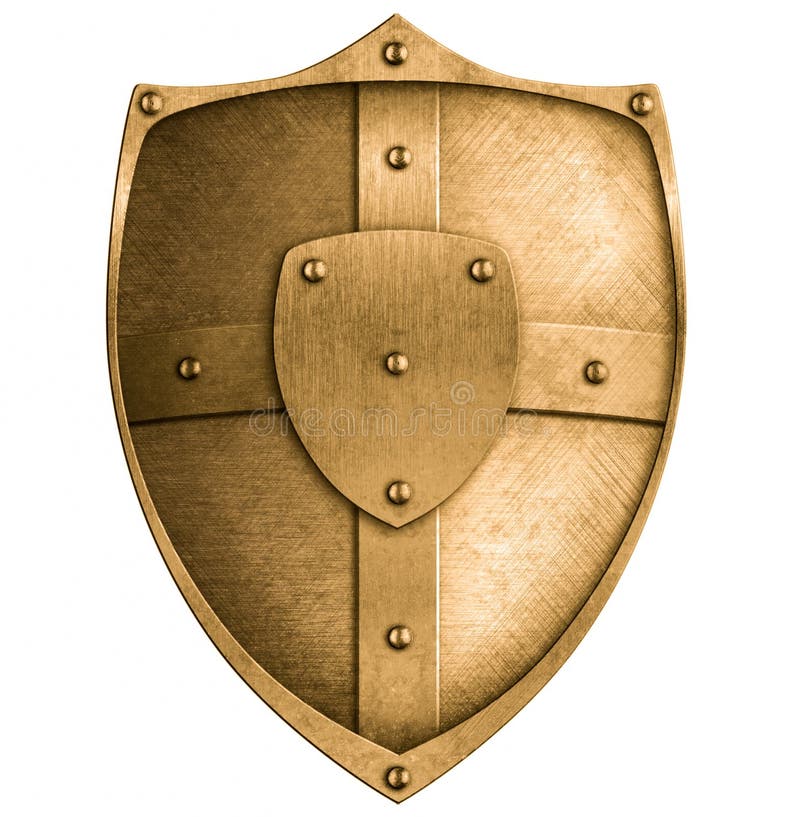 Bronze or Gold Metal Shield Isolated on White Stock Illustration ...